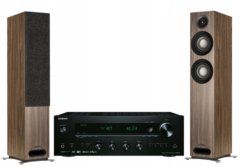 ZESTAW STEREO ONKYO TX-8250 + JAMO S807 F WALNUT - 12611476662 - oficjalne archiwum Allegro