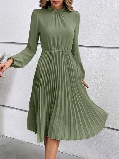 SHEIN ZIELONA PLISOWANA SUKIENKA MIDI 36 ŁOH - 17127570097 - oficjalne archiwum Allegro