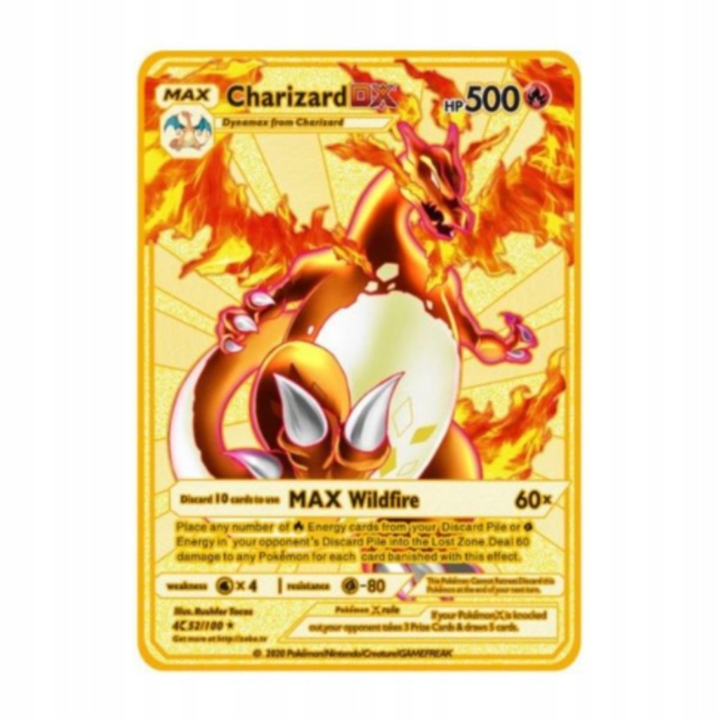 ZŁOTA KARTA POKEMON Charizard Pikachu METALOWA - 12935504799 - oficjalne archiwum Allegro
