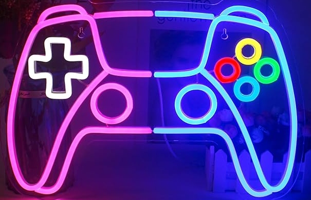 LAMPKA NA ŚCIANĘ Neon PAD DO GRY GAMEPAD DO Pokoju Zabaw Dla GRACZA ...