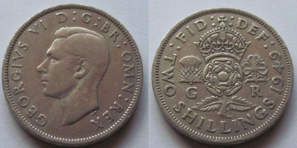 2 TWO SHILLINGS shilling 1947 1948 1949 1950 1951 - 8312293618 - oficjalne archiwum Allegro