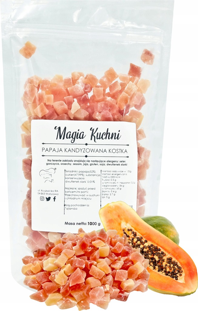 Papaja KANDYZOWANA 1kg KOSTKA papaya SUSZONA - 12191649282 - oficjalne archiwum Allegro