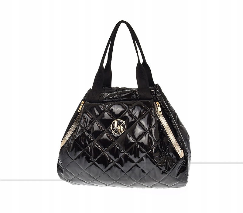 Pikowana czarna lakierowana torba Laura Biaggi - 12624758899 - oficjalne archiwum Allegro