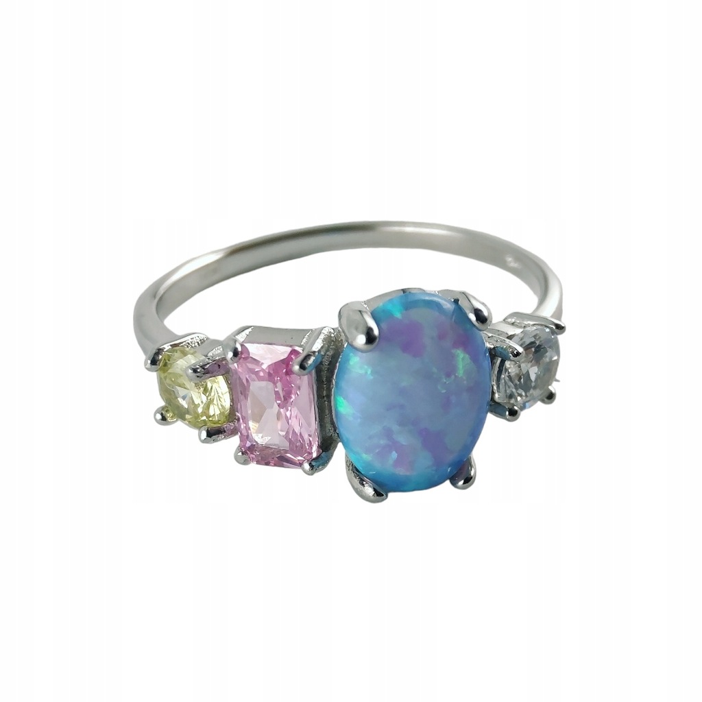 PIERŚCIONEK SREBRNY KOLOROWE CYRKONIE MASA PERŁOWA SREBRO 925 - 16416977625 - oficjalne archiwum ...