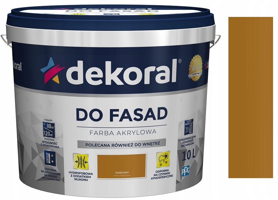 DEKORAL FARBA FASADOWA POLINIT PIASKOWY 10L - 14305787419 - oficjalne archiwum Allegro