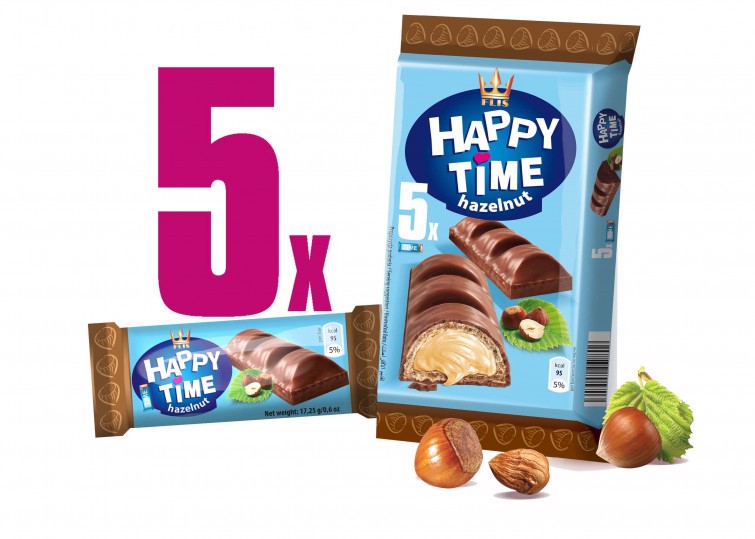 FLIS Happy Time wafelki mleczno - orzechowe w czekoladzie 5 szt x 17.25 ...