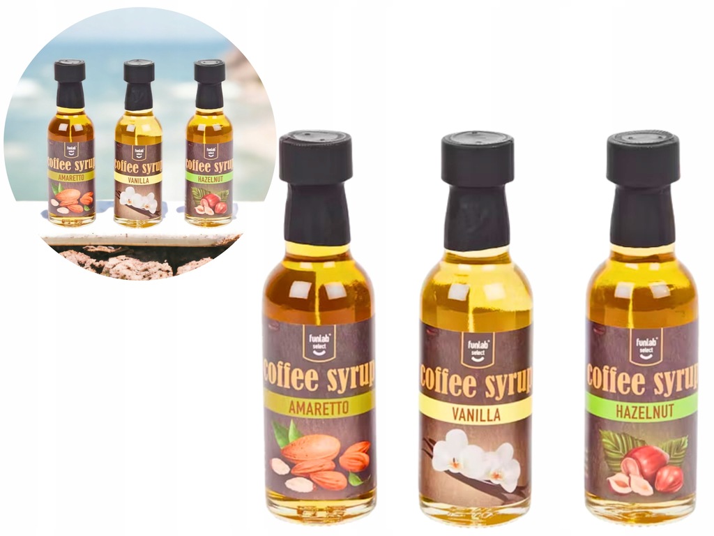 SYROP DO KAWY ZESTAW AMARETTO ORZECH WANILIA Super Prezent ... SYROP DO KAWY ZESTAW AMARETTO ORZECH WANILIA Super Prezent ...