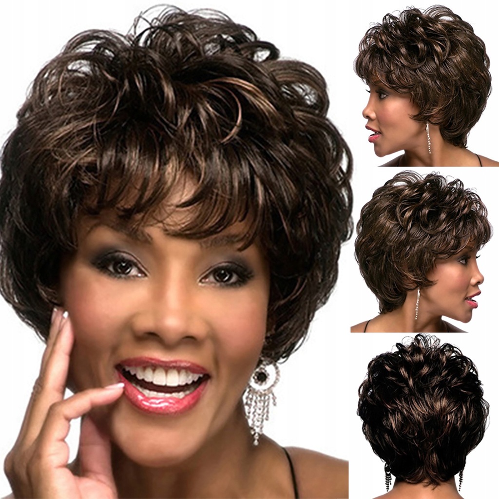 D Krótkie Peruka Damska Kręcone Włosy Puszyste - 10021223945 ...