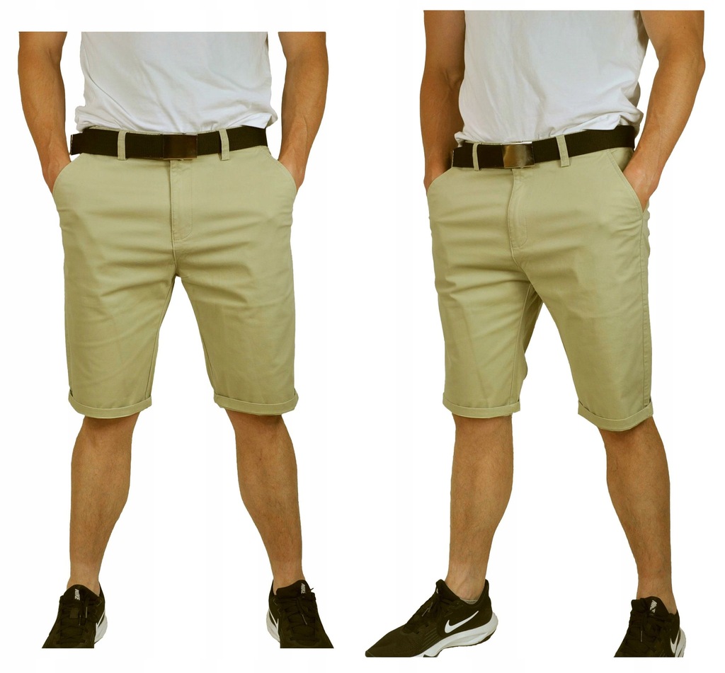 Meskie krotkie spodenki chinosy PASEK 402 r 32 - 13848731346 - oficjalne archiwum Allegro