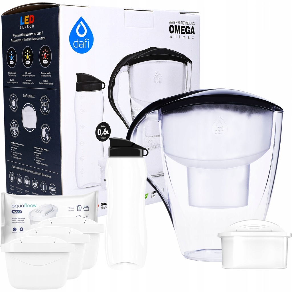 BIDON DZBANEK FILTRUJĄCY DAFI OMEGA + 3x FILTR AF - 11386135673 ...