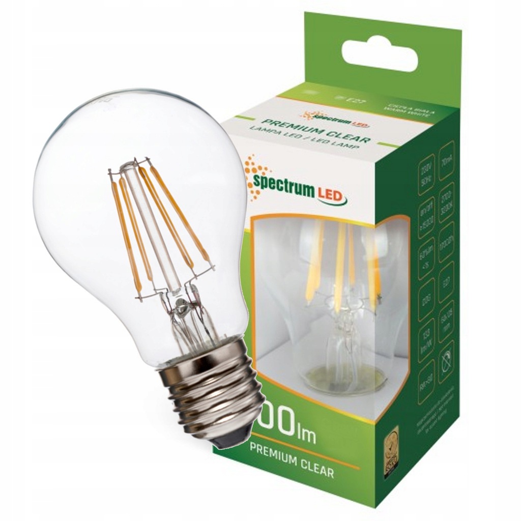 Żarówka LED E27 6W COG filament szkło NW SPECTRUM - 10211485814 ...