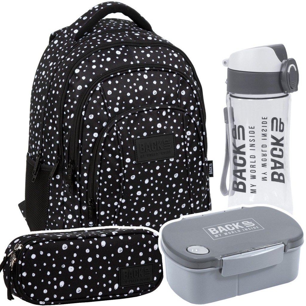 ZESTAW 4 el. PLECAK PIÓRNIK BIDON BACKUP KROPKI - 12008377119 ...