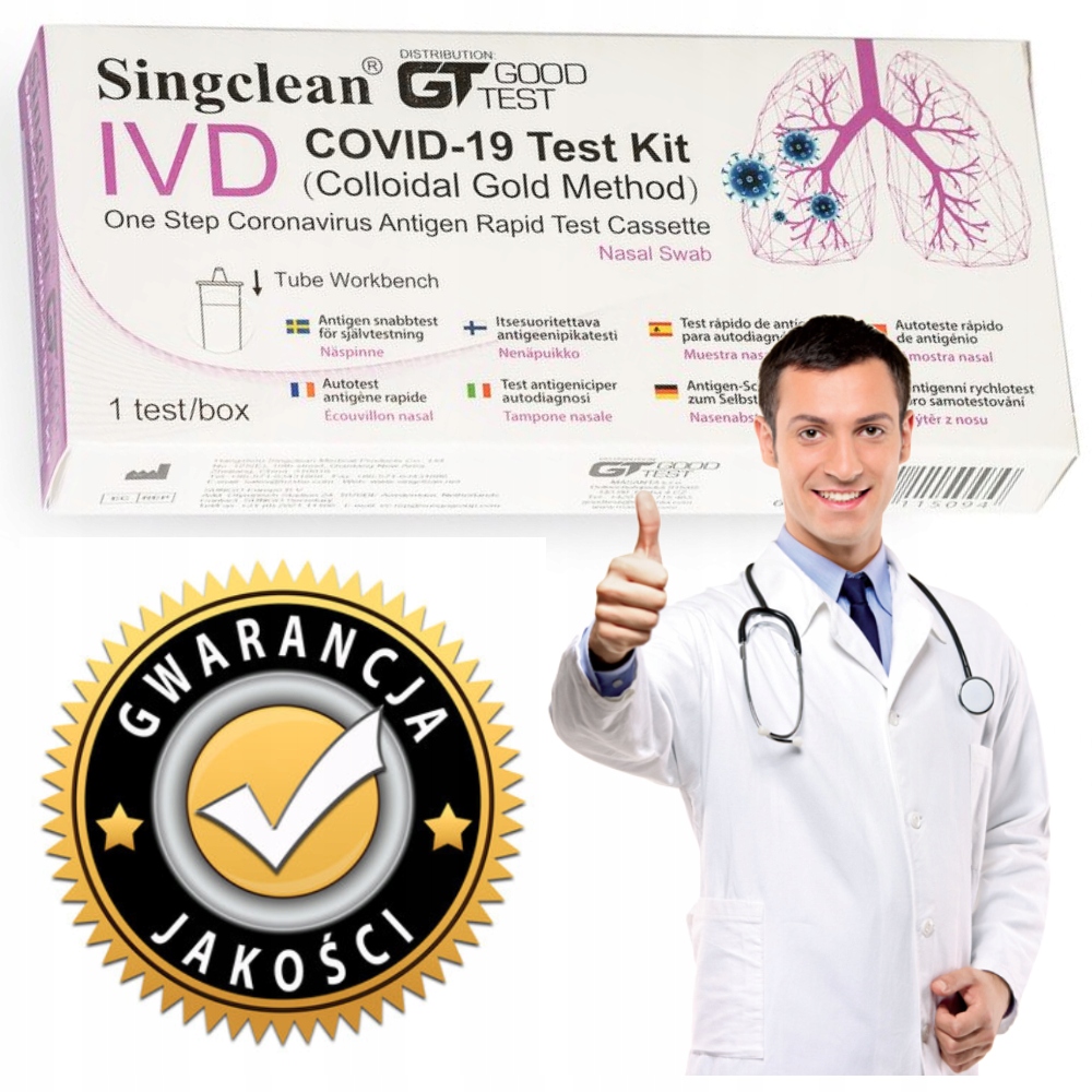 TEST ANTYGENOWY SZYBKI DOKŁADNY COVID-19 SINGCLEAN - 12579548625 ...