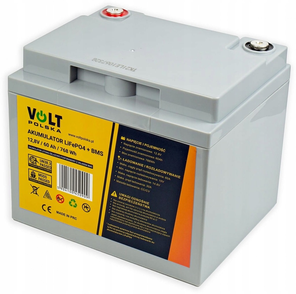 AKUMULATOR VOLT POLSKA LiFePO4 12V 60Ah 60A - 11217530749 - oficjalne archiwum Allegro