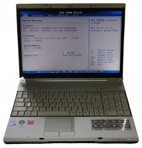 Uszkodzony Laptop LG E500 Intel Core 2 Duo T7250 AMD Radeon HD2400 2GB ...