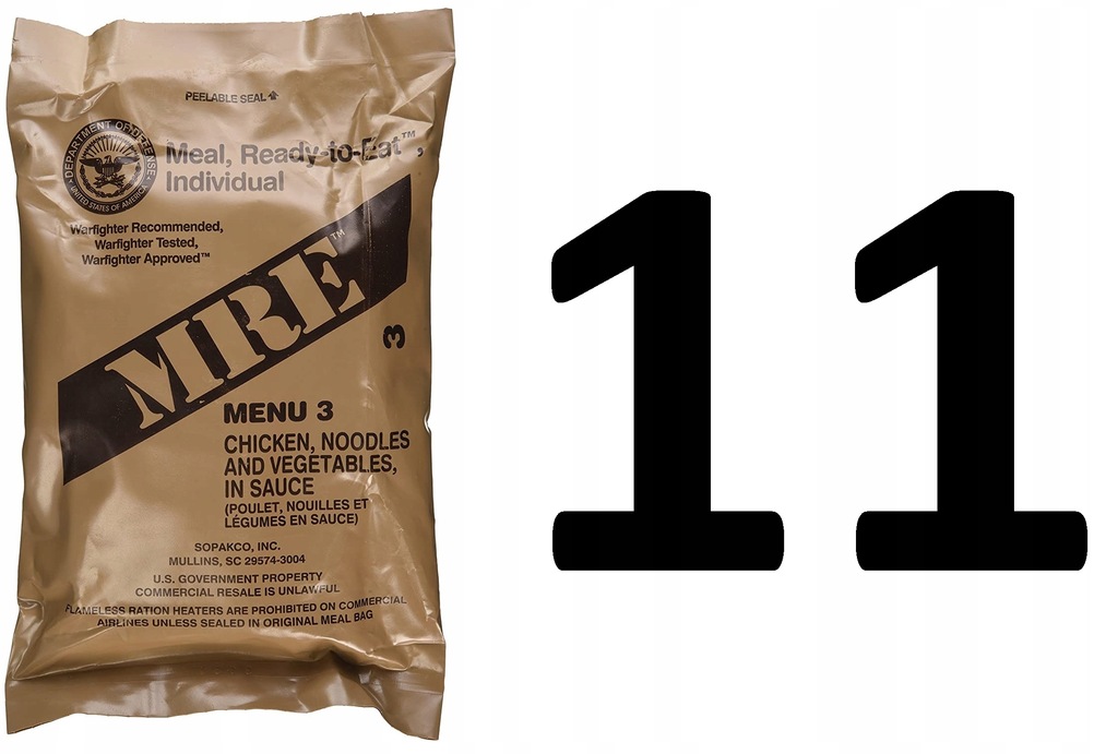 MRE 11 Amerykańskie wojskowe racje żywnościowe SRG - 12904356373 ...