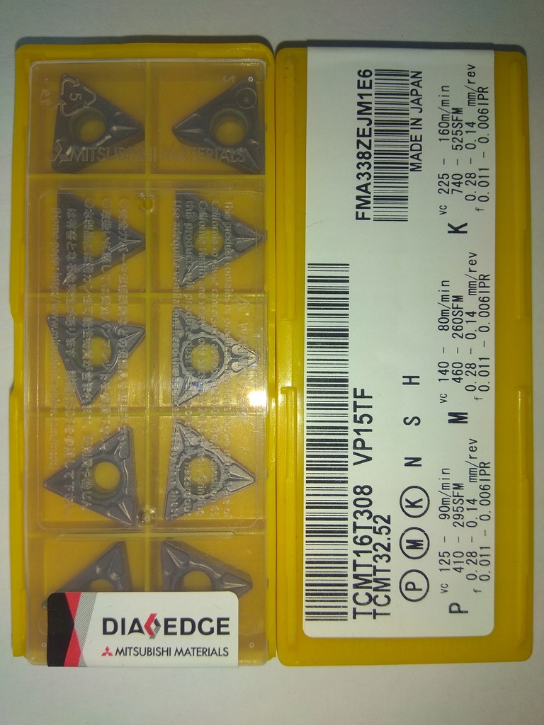 Płytki TCMT 16T308 VP15TF stal nierdzewka DIAEDGE - 13114498551 - oficjalne archiwum Allegro