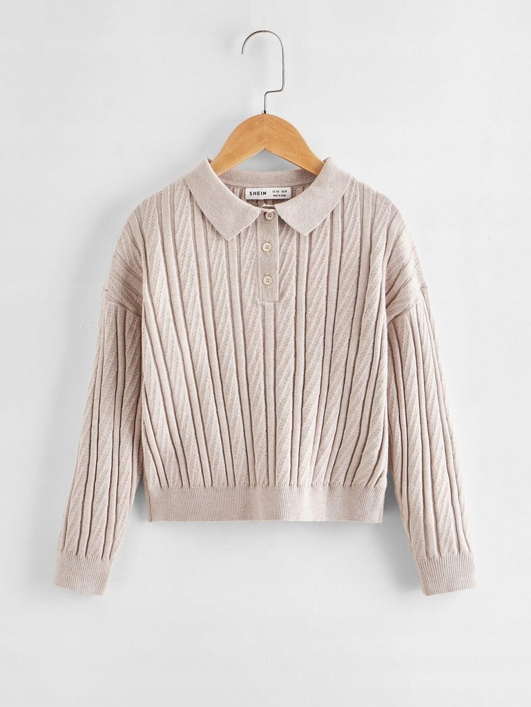 BEŻOWA BLUZKA Z KOŁNIEZYKIEM SHEIN _S1H 140 - 15143034514 - oficjalne archiwum Allegro