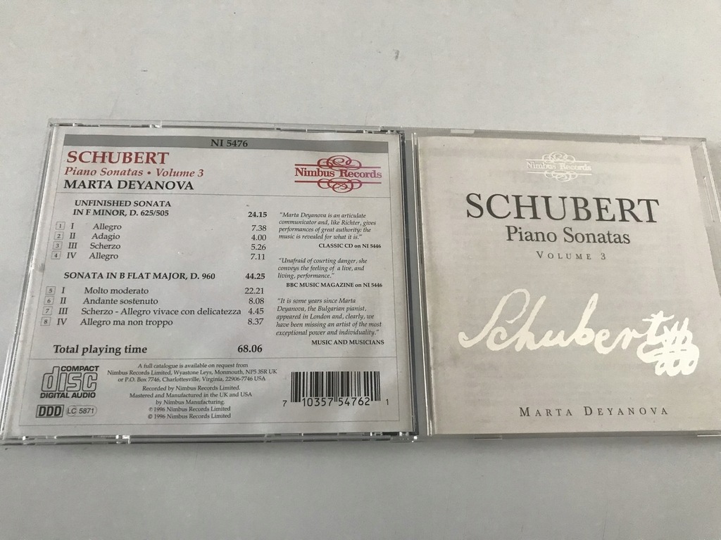 CD Schubert Piano Sonatas Marta Deyanova STAN 5/6 - 13137949569 - oficjalne archiwum Allegro