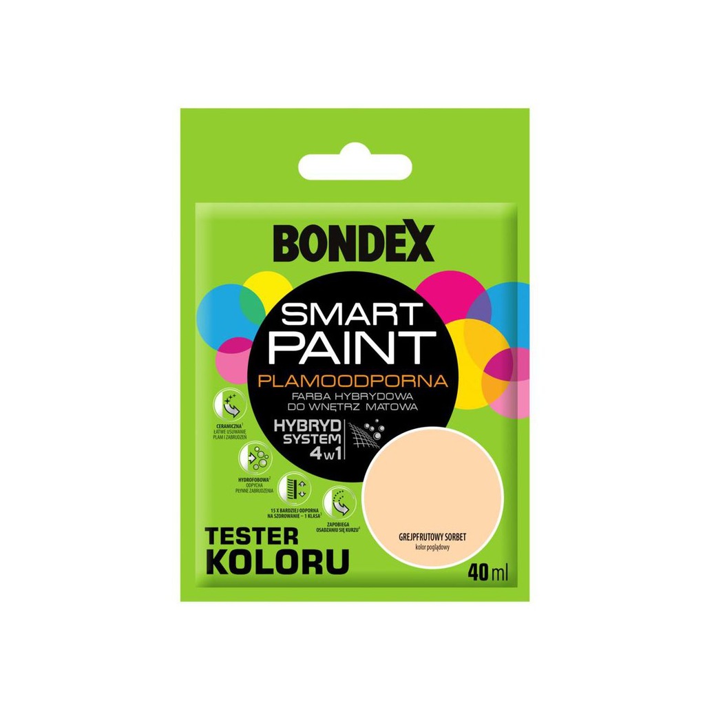 Farba ceramiczna ścienna Bondex Smart Paint 0,04 l GREJPFRUTOWY SORBET ...