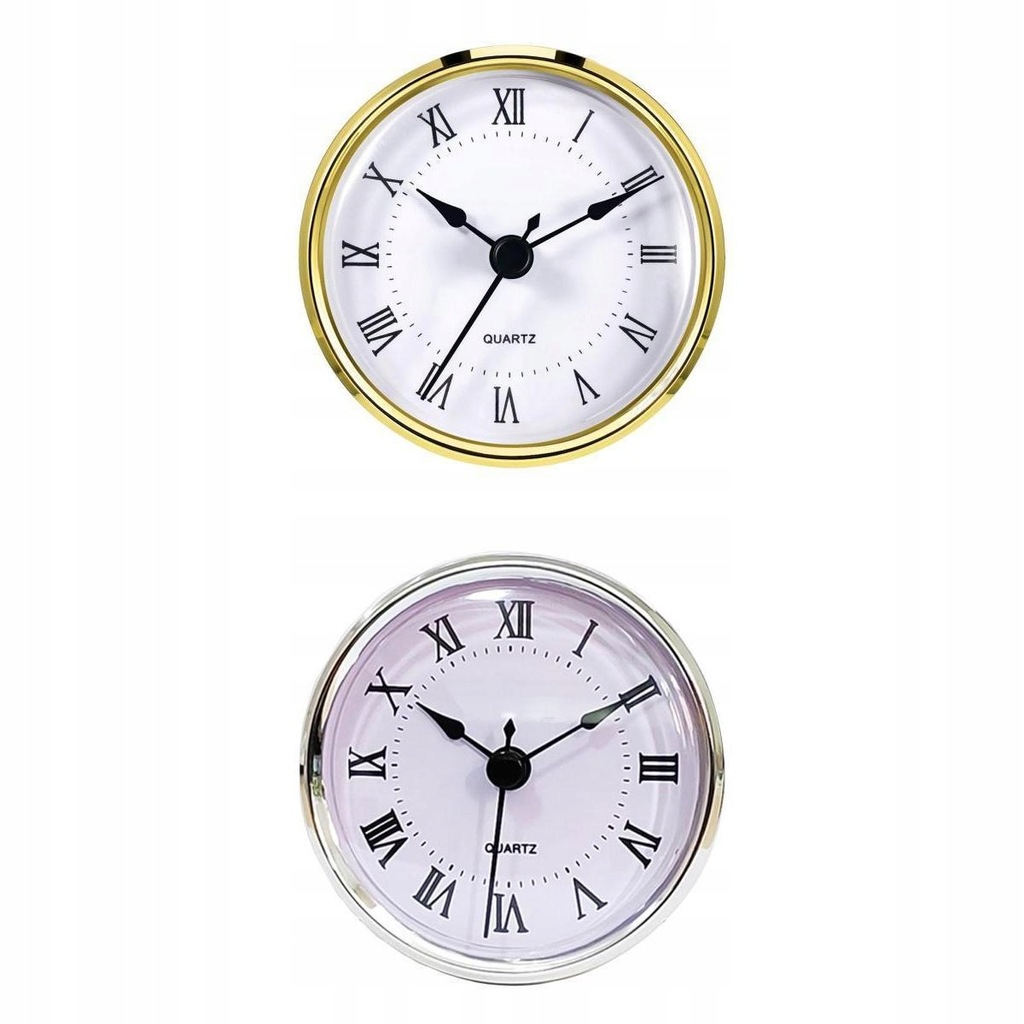 Clock Insert 80mm Clock Insert Round Retro Gold Rim Roman Silver Rim ...