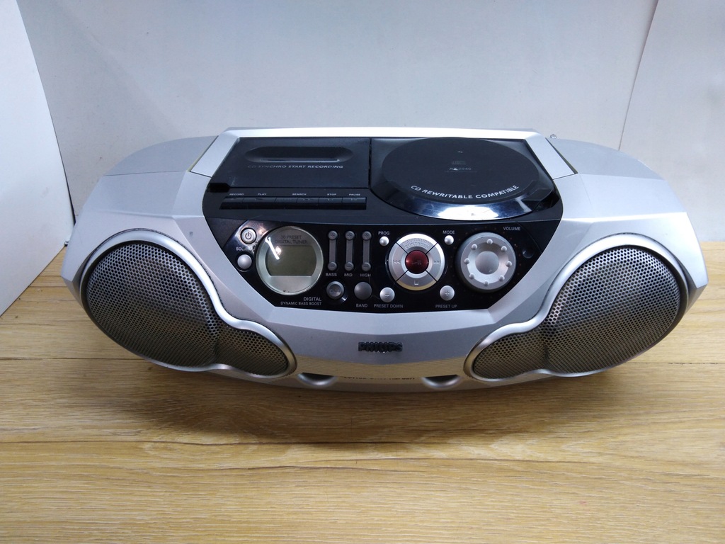 RADIO BOOMBOX PHILIPS CD AUDIO FM/AM KASETA !! - 13302323381 - oficjalne archiwum Allegro