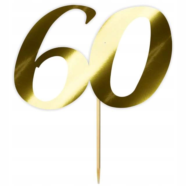 Topper ozdoba na tort liczba 60 sześćdziesiątka - 13925600830 - oficjalne archiwum Allegro