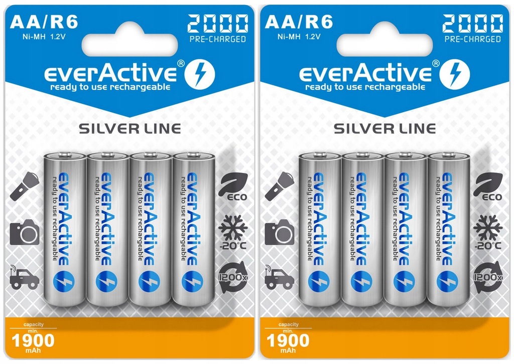 8x AKUMULATORKI BATERIE R6 AA 2000mAh READY TO USE - 12409801480 ...