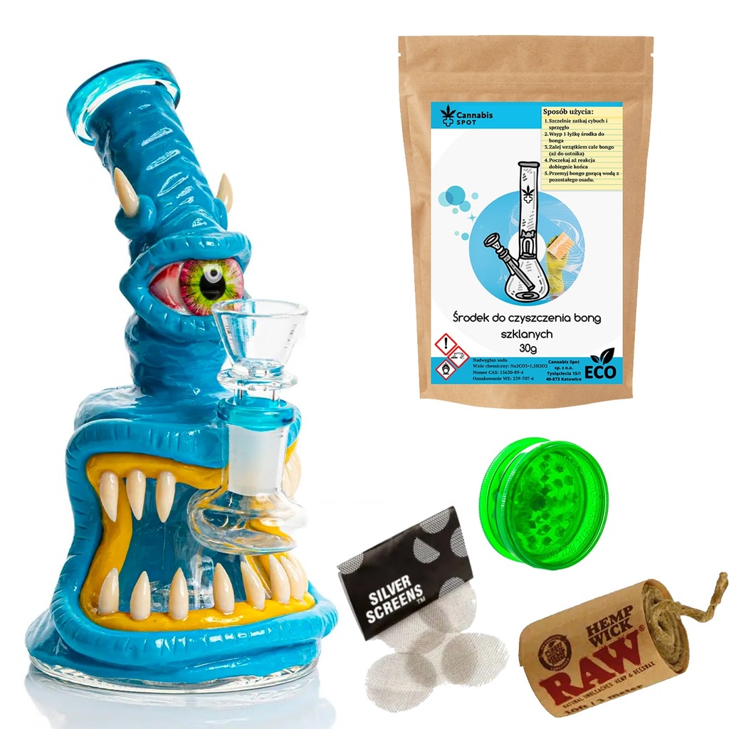 Bongo szklane Alien blue + zestaw 4 akcesoriów - 13747271537 ...