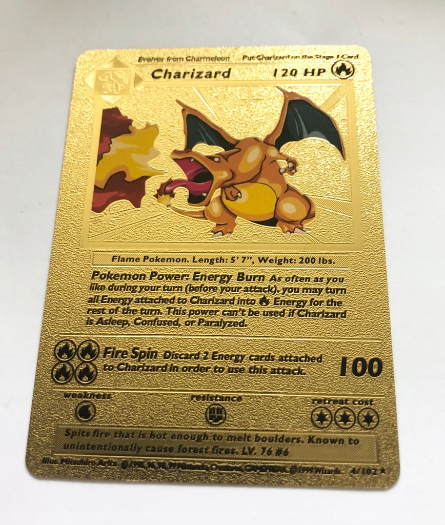 Złota Karta kolekcjonerska POKEMON Charizard - 11749906807 - oficjalne archiwum Allegro