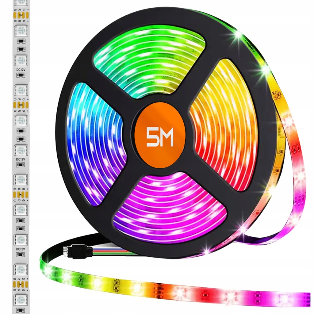 Taśma pasek LED RGB kolorowa SMD 5m MULTIKOLOR - 13020321213 ...