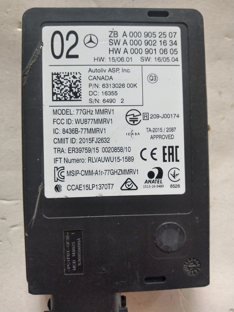 RADAR SENSOR MERCEDES W205 W213 A0009052507 - 7203199555 - oficjalne ...