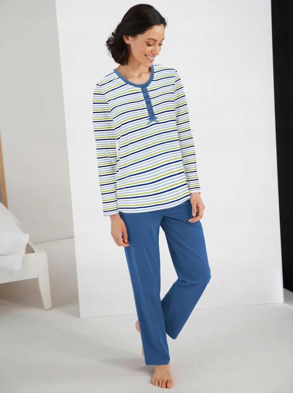 WASCHEPUR GRANATOWA PIŻAMA DAMSKA W PASKI 48/50 - 13312271922 ...