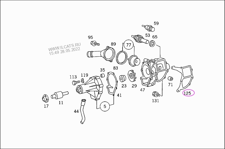 Uszczelka pompy wody MERCEDES OM606 ORYGINAŁ - 12212694459 - oficjalne ...