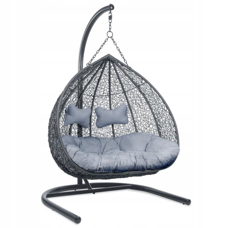 Fotel Wiszący ogrodowy 2-osobowy kokon antracyt - 12435638537 ...