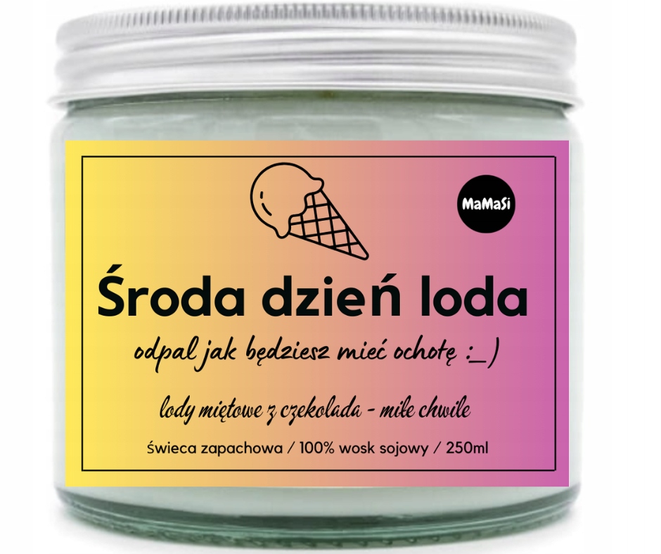 Środa dzień loda Świeczka Sojowa Zapachowa duża 250ml prezent ...