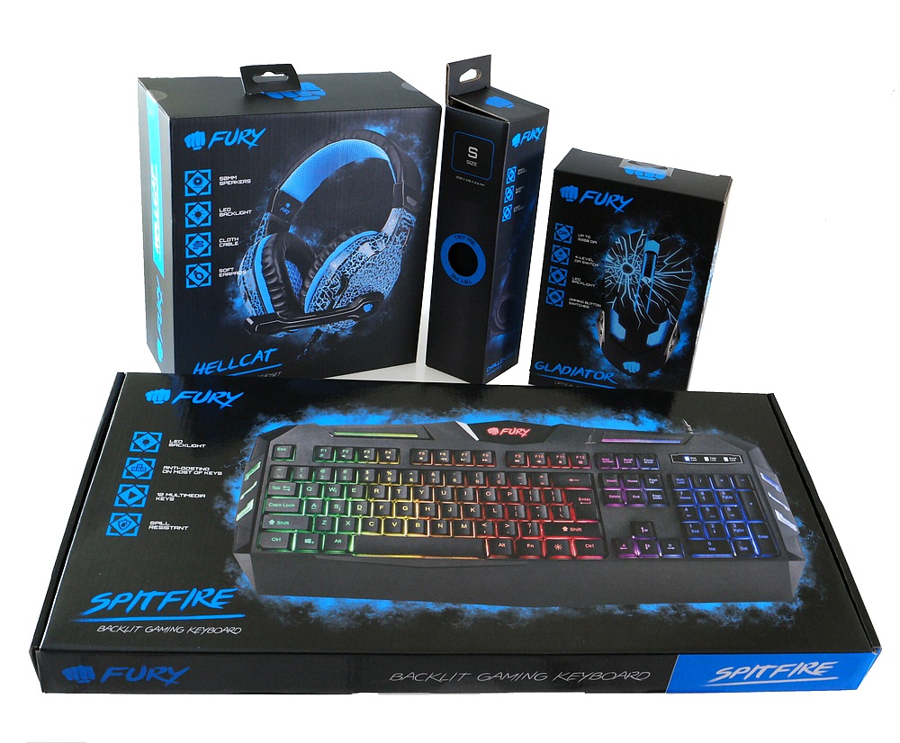 FURY ZESTAW GRACZA LED RGB SPITFIRE GAMINGOWY 4w1 - 7086852559 ...