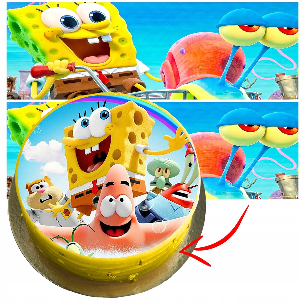 ZESTAW OPŁATEK NA TORT SPONGEBOB +2 OBWODY - 12233539824 - oficjalne ...