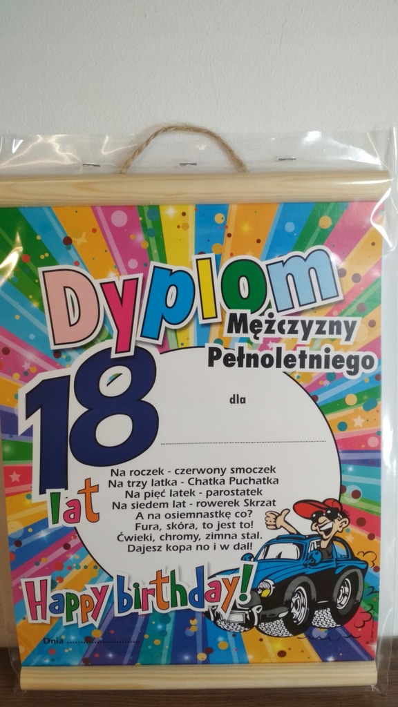 Dyplom na 18 urodziny - 9099743489 - oficjalne archiwum Allegro