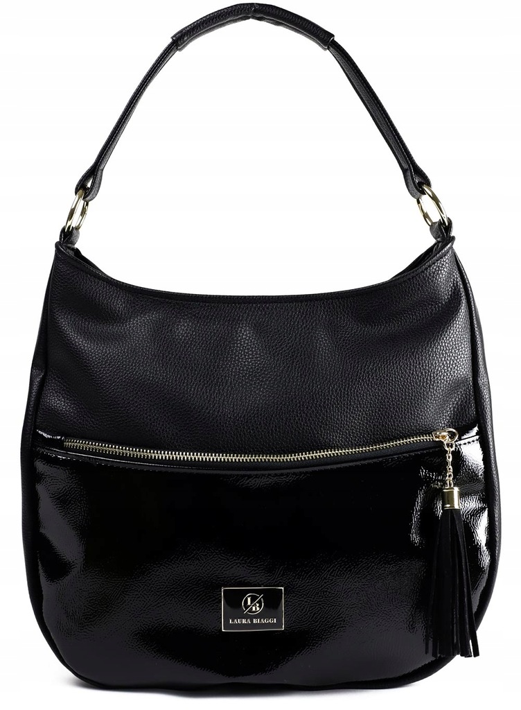 Torebka LAURA BIAGGI WOREK NA RAMIĘ Czarny LOGO - 11304638036 - oficjalne archiwum Allegro