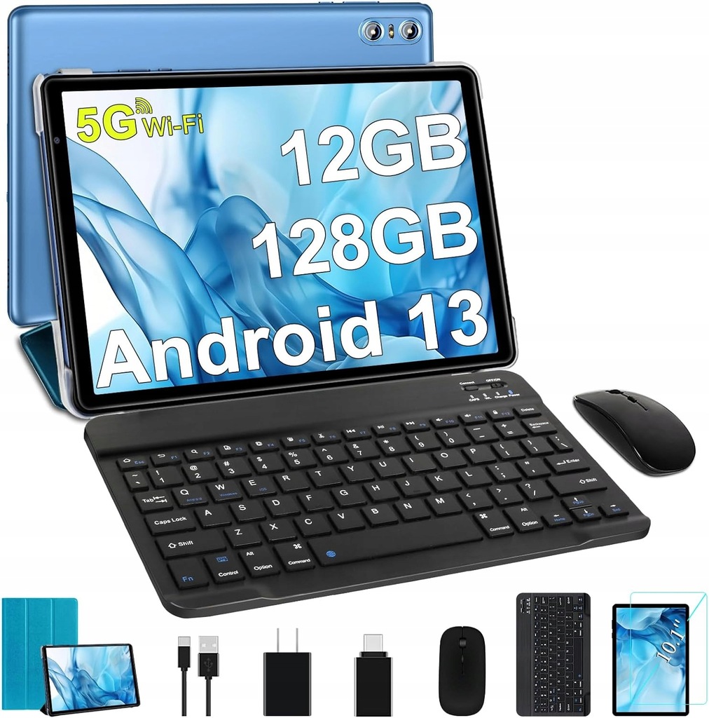 SEBBE tablet z Androidem 13, 10 cali 12 GB RAM+128 GB klawiatura + mysz ...