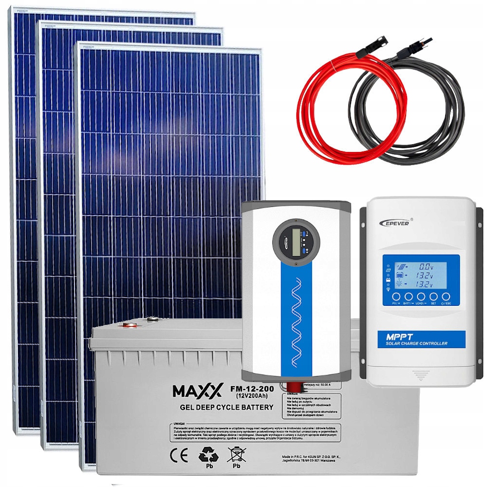 ZESTAW SOLARNY PANEL SŁONECZNY 480W 200Ah - 12642812853 - oficjalne ...