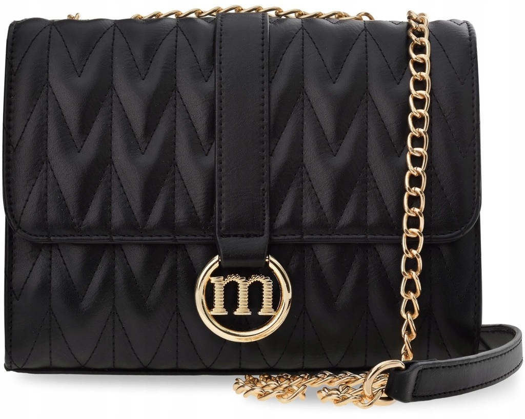 Monnari Pikowana TOREBKA Damska LISTONOSZKA Logo Elegancka Torba Czarna - 16310092575 ...