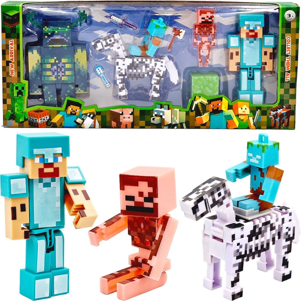 MINECRAFT DUŻY ZESTAW FIGURKI 5x FIGURKA AKCESORIA - 13553368445 ...