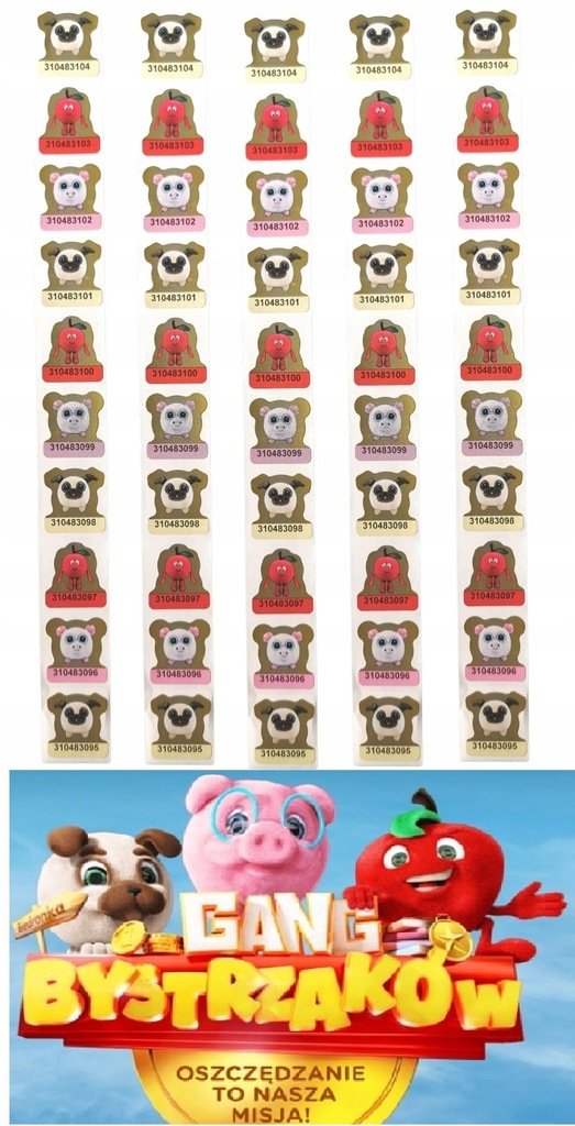50x Naklejki Gang Bystrzaków Maskotki Biedronka - 12563762678 ...