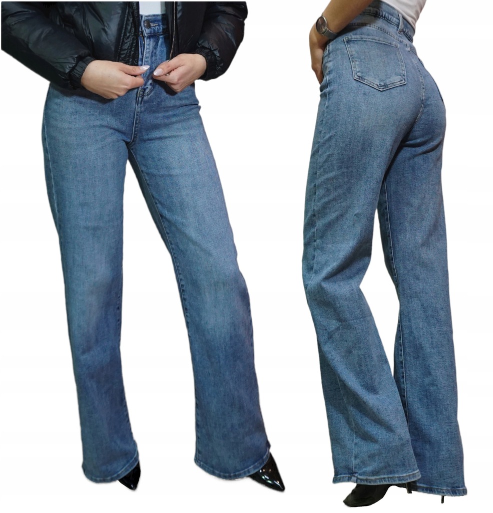 JEANSY DAMSKIE PROSTE SPODNIE SZEROKIE NOGAWKI WYSOKI STAN XS - 16628599331 - oficjalne archiwum ...