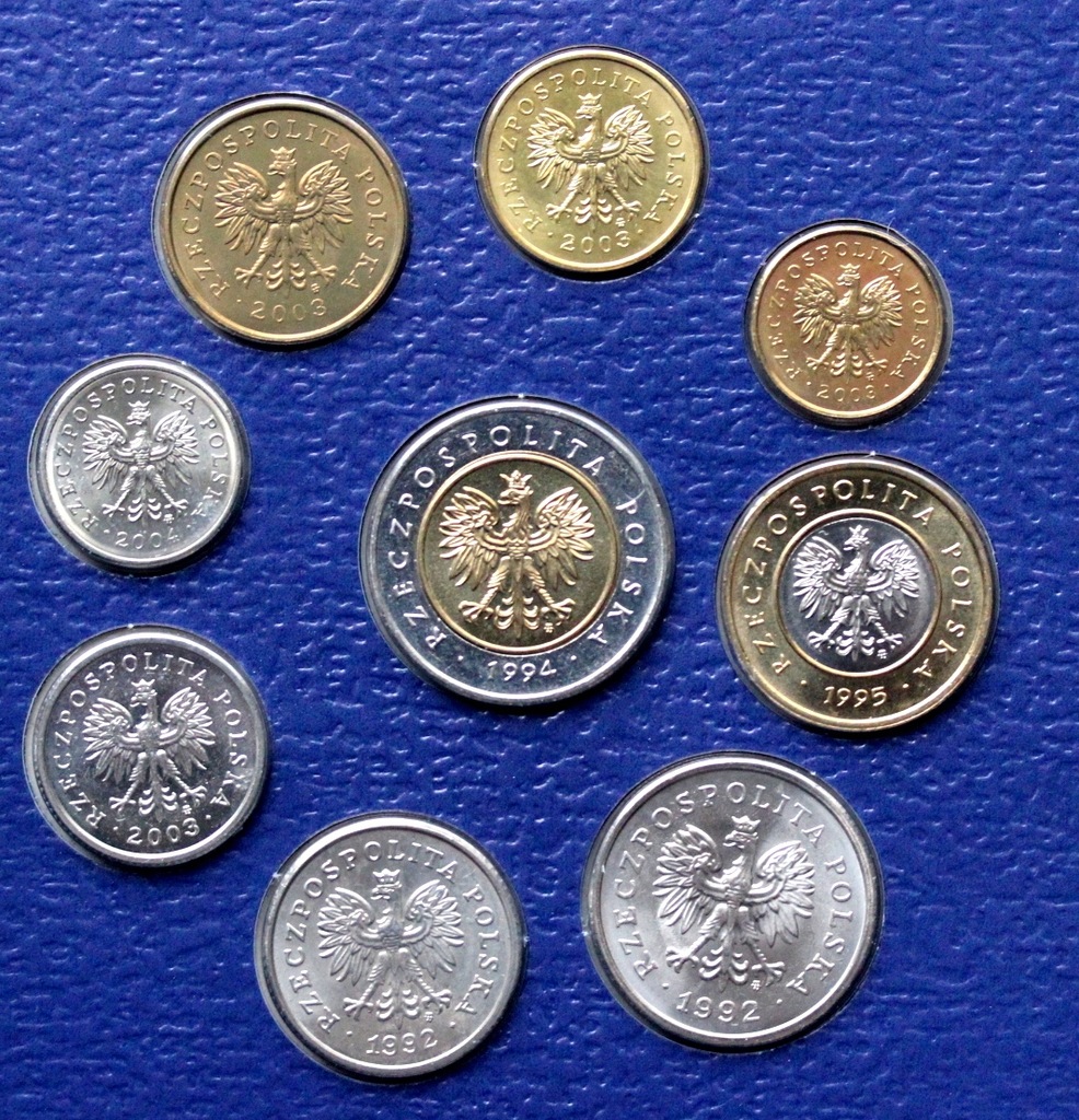 Zestaw mennicze blister 1gr do 5zl różne roczniki - 14465410572 ...