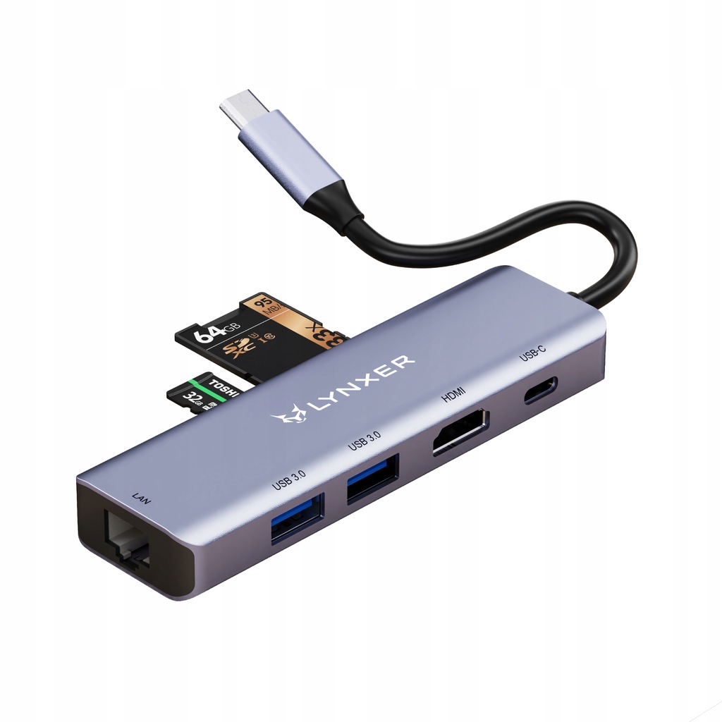 HUB USB-C ADAPTER 7w1 HDMI 4K / USB 3.0 / CZYTNIK - 12619818113 - oficjalne archiwum Allegro