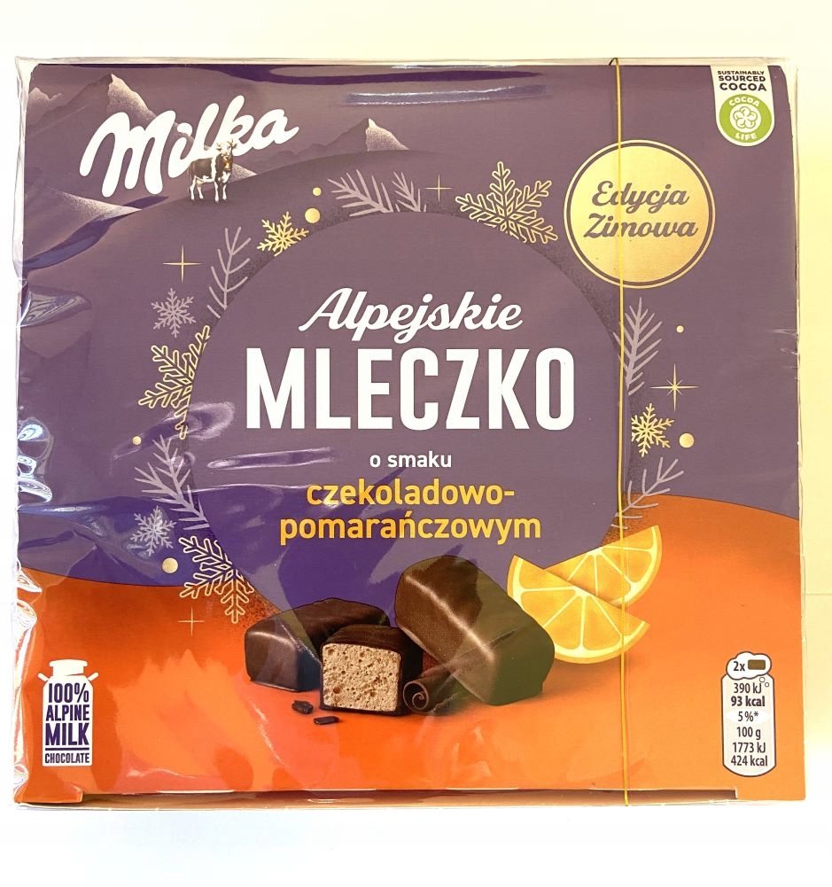 MILKA ALPEJSKIE MLECZKO ŚWIĄTECZNE CZEKOLADOWO-POMARAŃCZOWE - 330g ...