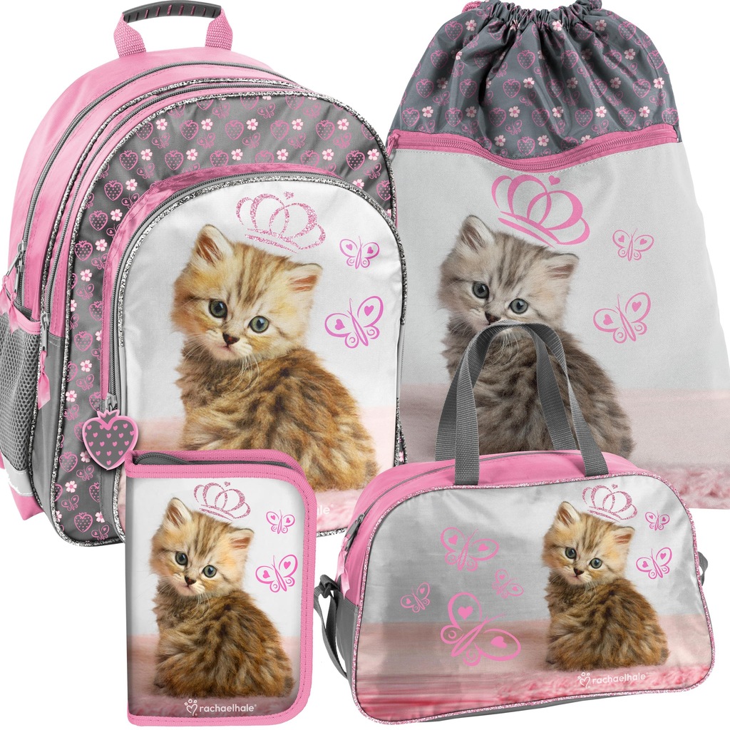 PLECAK SZKOLNY Z KOTKIEM KOT ZESTAW DLA DZIEWCZYNY - 7796259587 - oficjalne archiwum Allegro